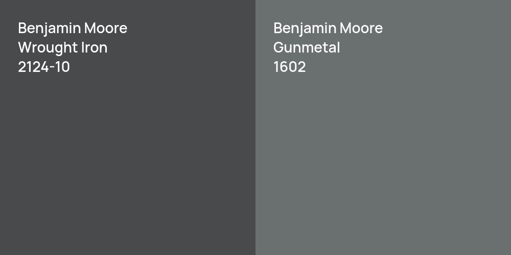 Benjamin Moore Wrought Iron vs. Benjamin Moore Gunmetal comparison