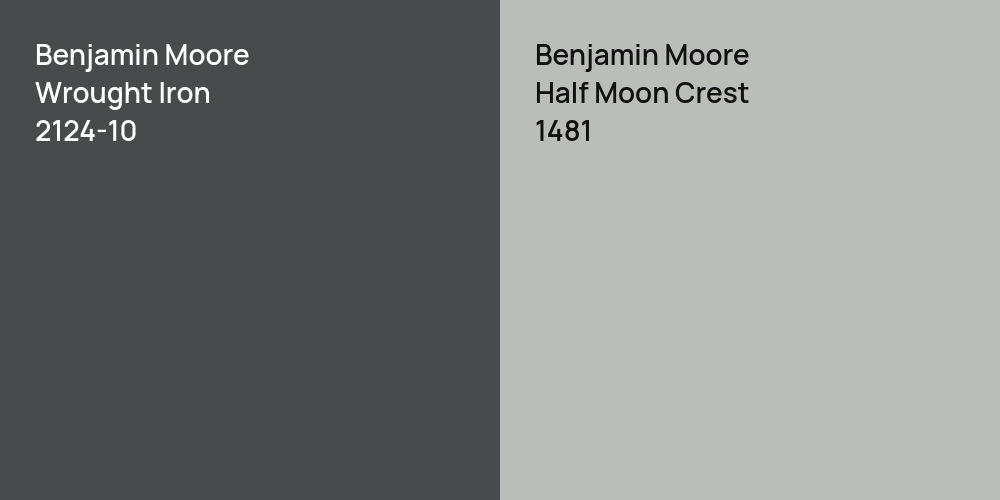 Benjamin Moore Wrought Iron vs. Benjamin Moore Half Moon Crest comparison