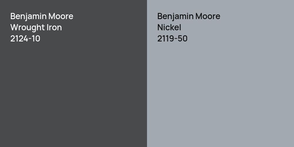 Benjamin Moore Wrought Iron vs. Benjamin Moore Nickel comparison
