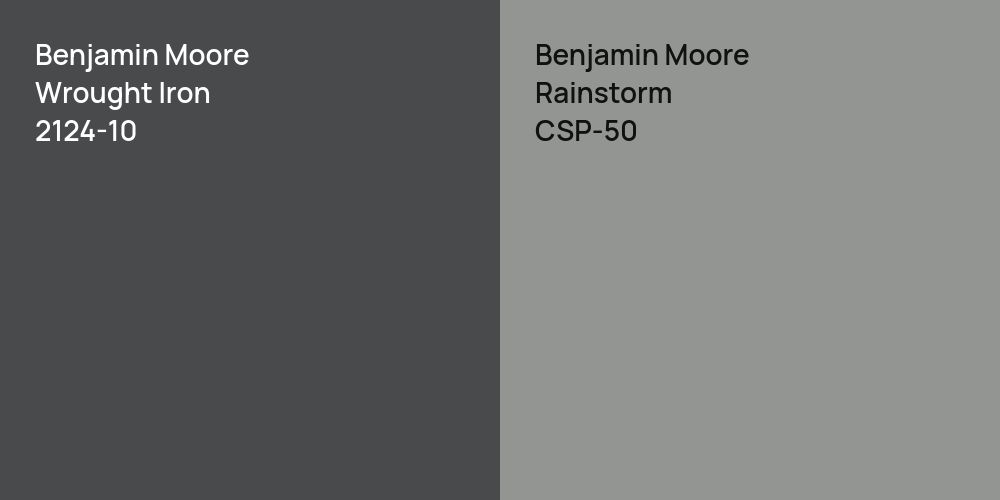 Benjamin Moore Wrought Iron vs. Benjamin Moore Rainstorm comparison