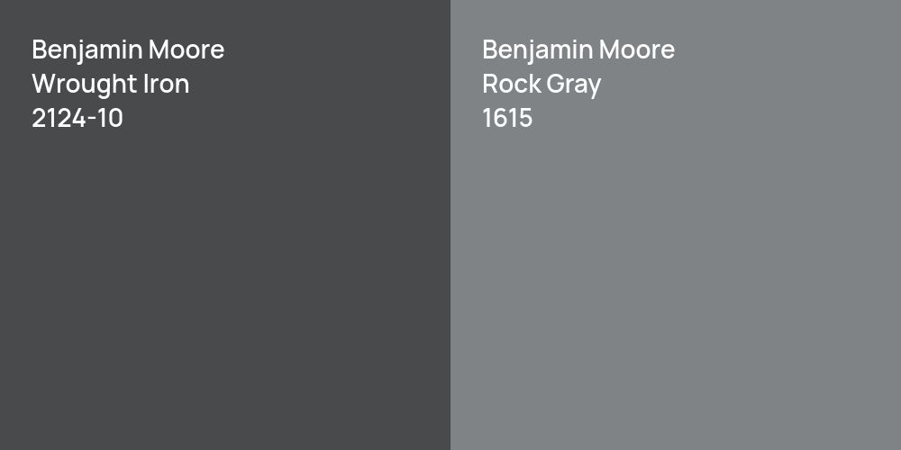 Benjamin Moore Wrought Iron vs. Benjamin Moore Rock Gray comparison