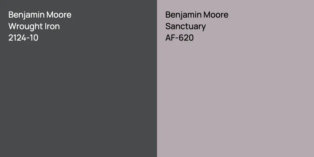 Benjamin Moore Wrought Iron vs. Benjamin Moore Sanctuary comparison