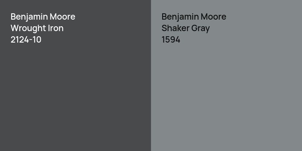 Benjamin Moore Wrought Iron vs. Benjamin Moore Shaker Gray comparison