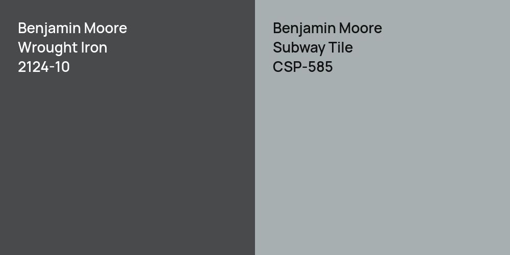 Benjamin Moore Wrought Iron vs. Benjamin Moore Subway Tile comparison