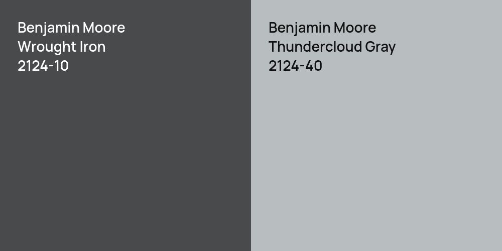 Benjamin Moore Wrought Iron vs. Benjamin Moore Thundercloud Gray comparison