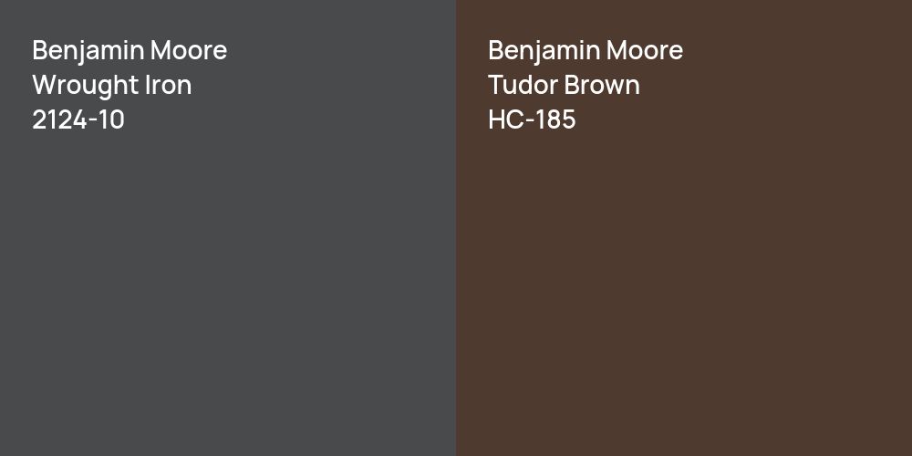 Benjamin Moore Wrought Iron vs. Benjamin Moore Tudor Brown comparison
