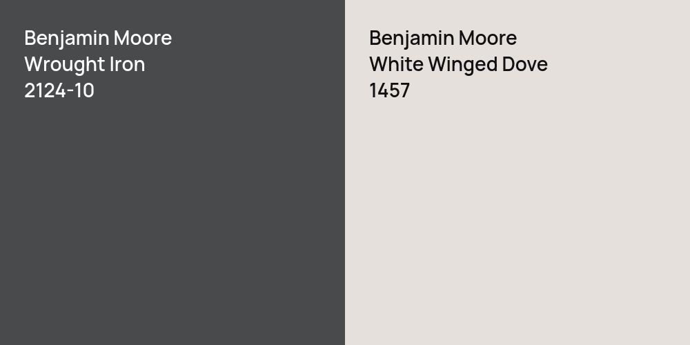 Benjamin Moore Wrought Iron vs. Benjamin Moore White Winged Dove comparison