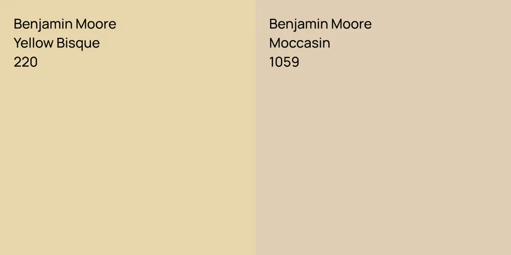 Benjamin Moore Yellow Bisque vs. Benjamin Moore Moccasin comparison