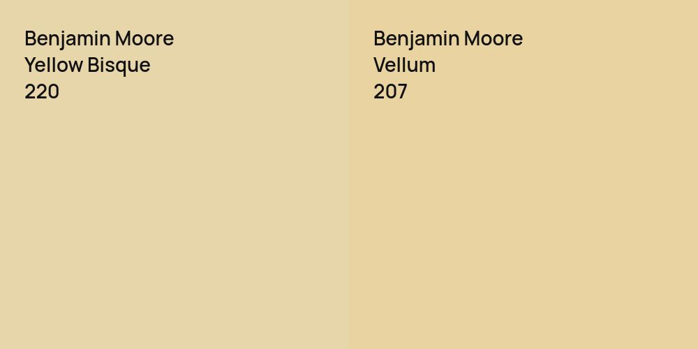 Benjamin Moore Yellow Bisque vs. Benjamin Moore Vellum comparison