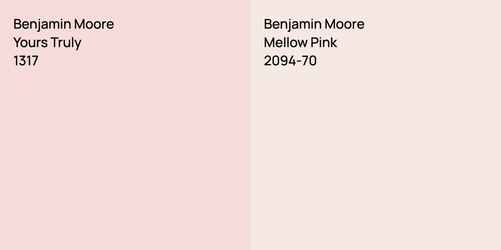 Benjamin Moore Yours Truly vs. Benjamin Moore Mellow Pink comparison