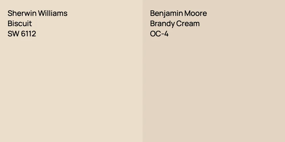 Sherwin Williams Biscuit vs. Benjamin Moore Brandy Cream comparison