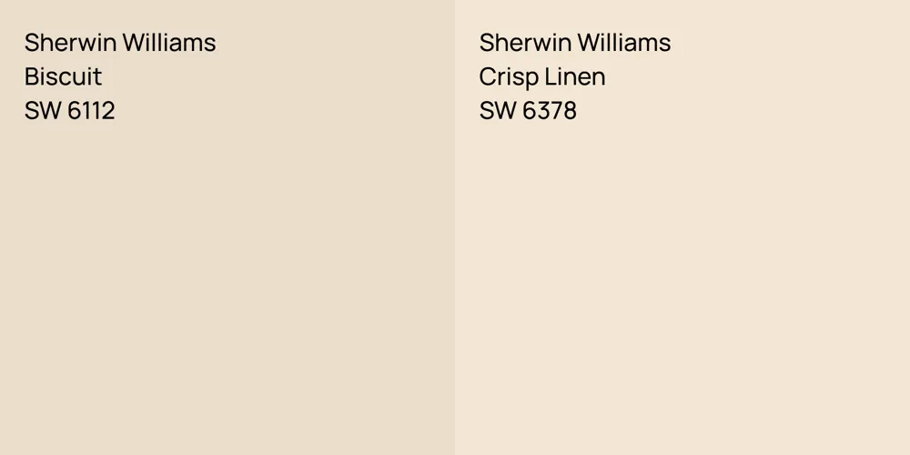 Sherwin Williams Biscuit vs. Sherwin Williams Crisp Linen comparison