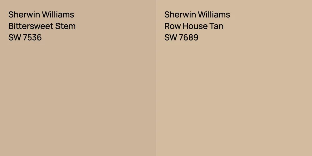 Sherwin Williams Bittersweet Stem vs. Sherwin Williams Row House Tan ...