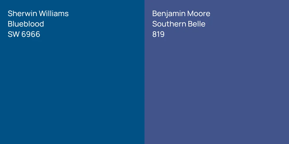 Sherwin Williams Blueblood vs. Benjamin Moore Southern Belle comparison
