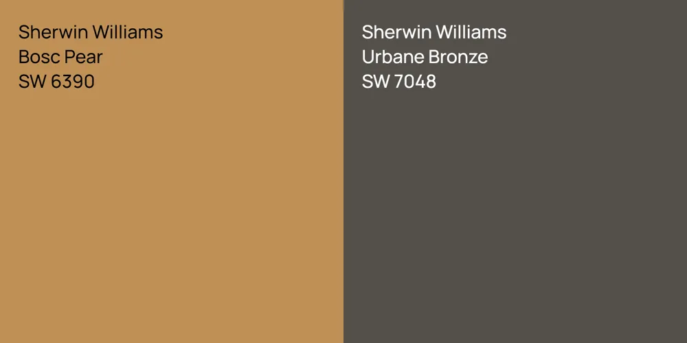 Sherwin Williams Bosc Pear vs. Sherwin Williams Urbane Bronze comparison