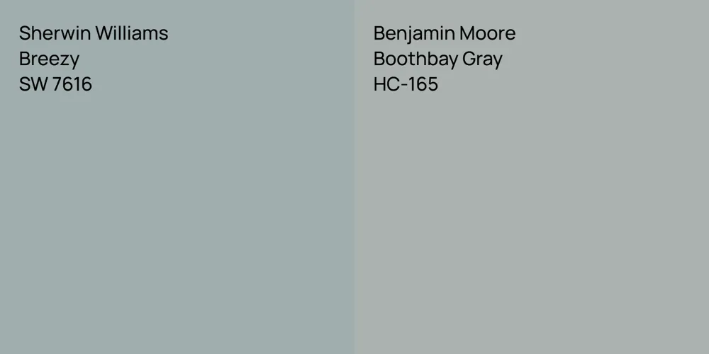 Sherwin Williams Breezy vs. Benjamin Moore Boothbay Gray comparison