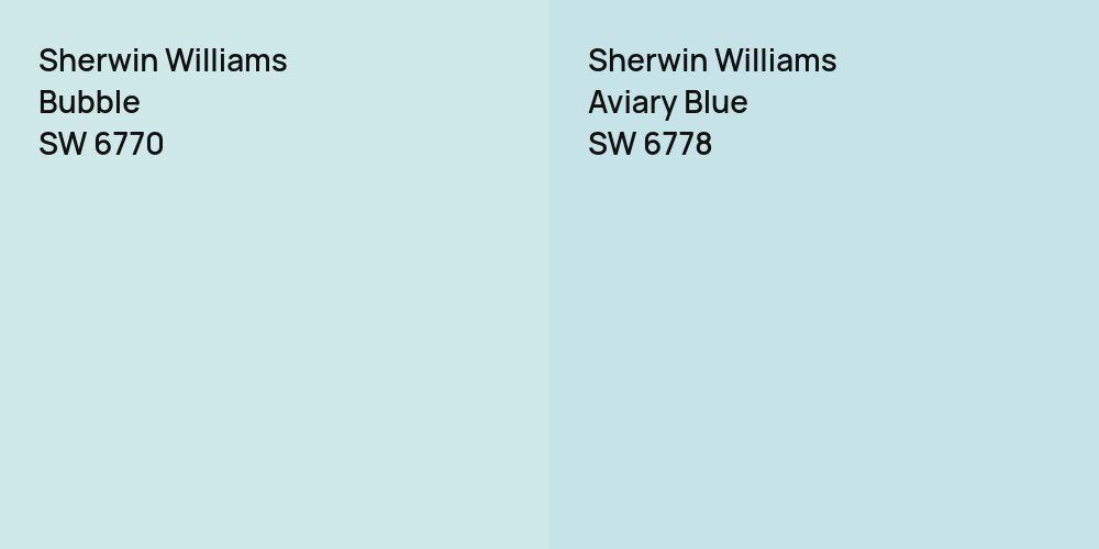 Sherwin Williams Bubble vs. Sherwin Williams Aviary Blue comparison