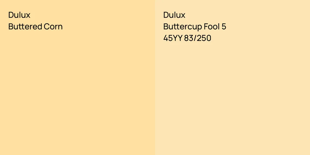 Dulux Buttered Corn vs. Dulux Buttercup Fool 5 comparison