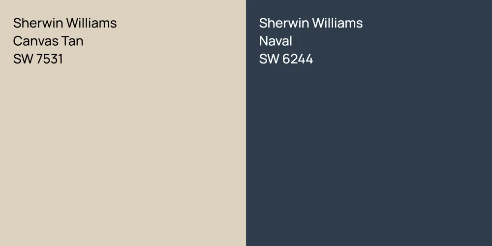 Sherwin Williams Canvas Tan vs. Sherwin Williams Naval comparison