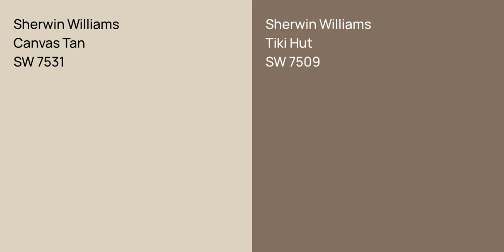 Sherwin Williams Canvas Tan vs. Sherwin Williams Tiki Hut comparison