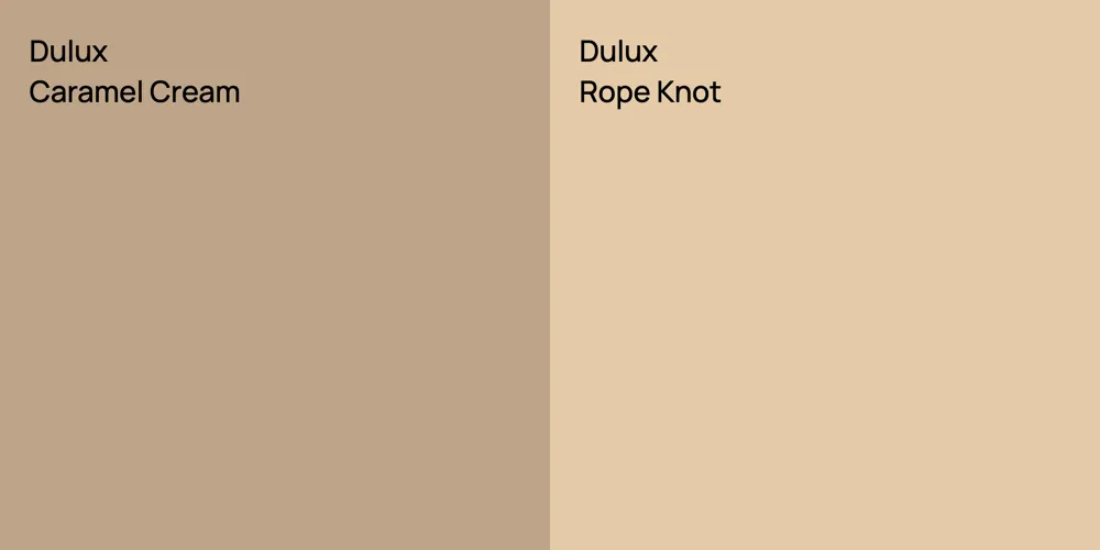 Dulux Caramel Cream vs. Dulux Rope Knot comparison