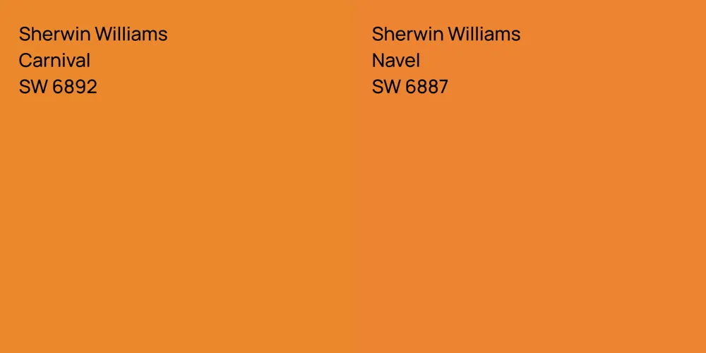 Sherwin Williams Carnival vs. Sherwin Williams Navel comparison