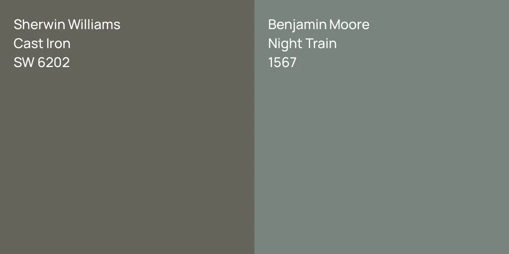 Sherwin Williams Cast Iron vs. Benjamin Moore Night Train comparison