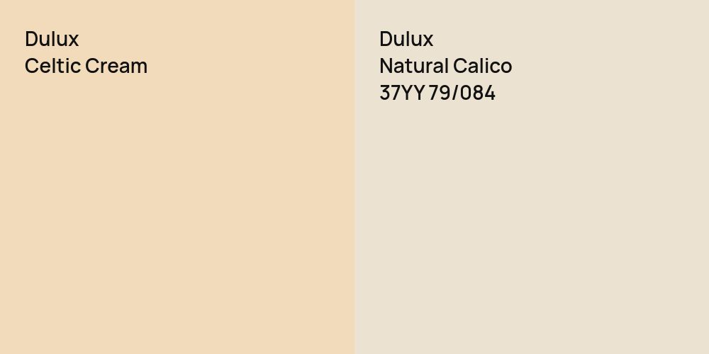 Dulux Celtic Cream vs. Dulux Natural Calico comparison