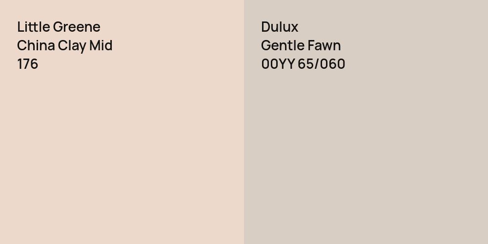 Little Greene China Clay Mid vs. Dulux Gentle Fawn comparison