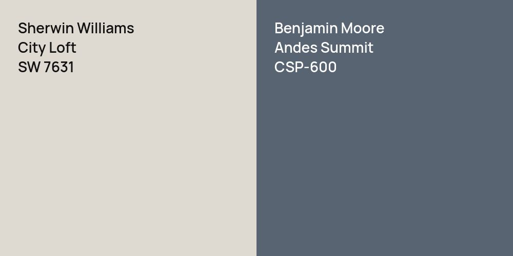 Sherwin Williams City Loft vs. Benjamin Moore Andes Summit comparison
