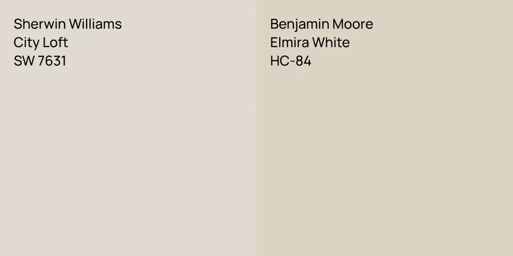Sherwin Williams City Loft vs. Benjamin Moore Elmira White comparison