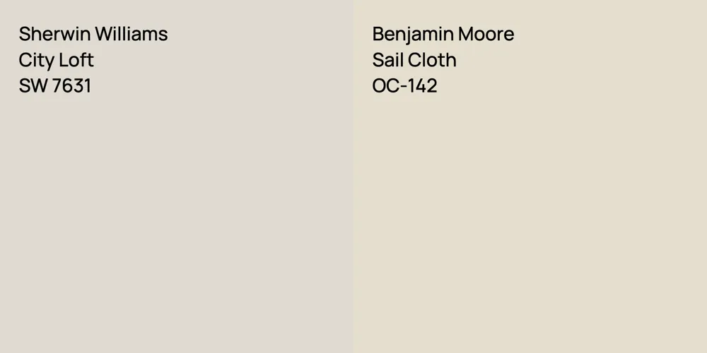 Sherwin Williams City Loft vs. Benjamin Moore Sail Cloth comparison