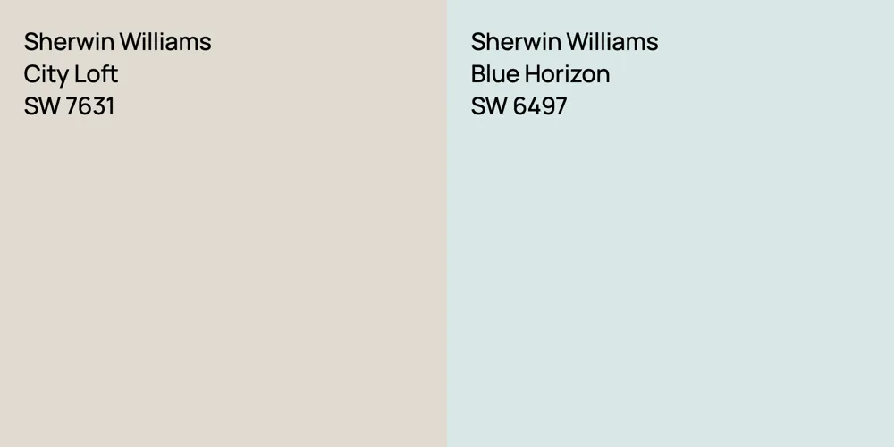 Sherwin Williams City Loft vs. Sherwin Williams Blue Horizon comparison