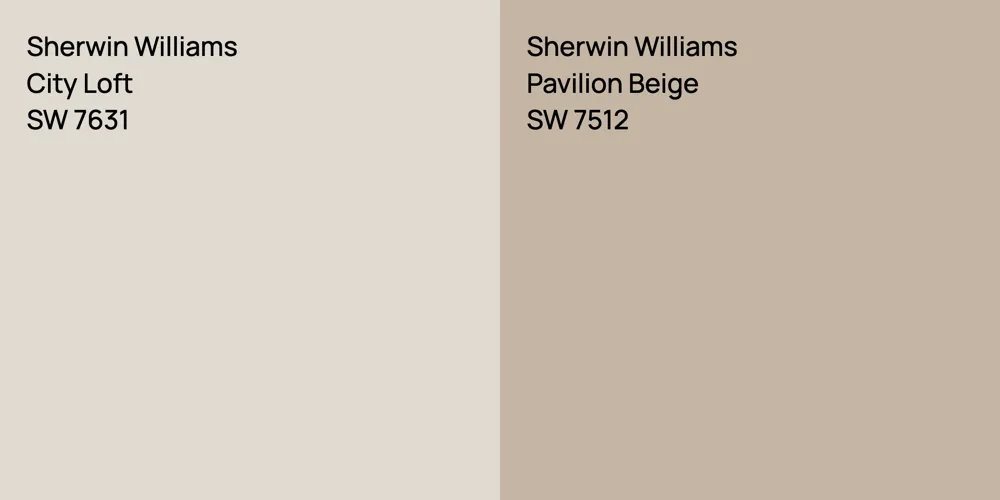 Sherwin Williams City Loft vs. Sherwin Williams Pavilion Beige comparison