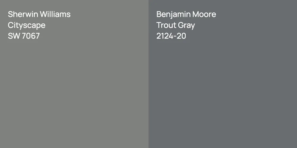 Sherwin Williams Cityscape vs. Benjamin Moore Trout Gray comparison
