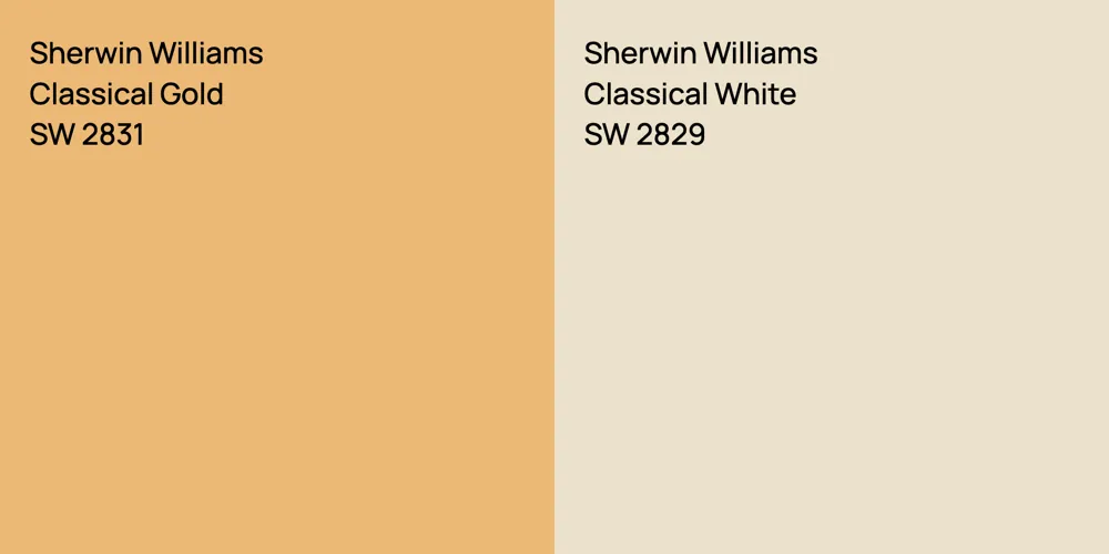 Sherwin Williams Classical Gold vs. Sherwin Williams Classical White ...