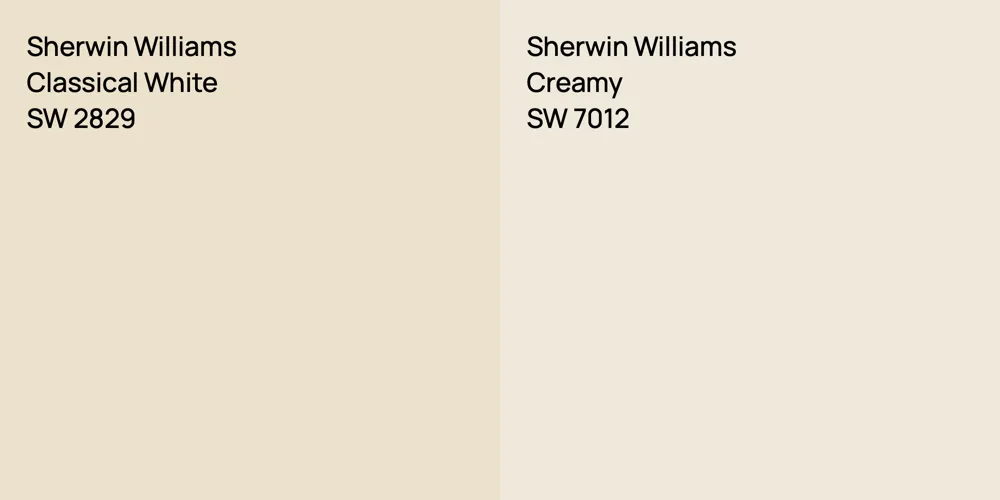 Sherwin Williams Classical White vs. Sherwin Williams Creamy comparison