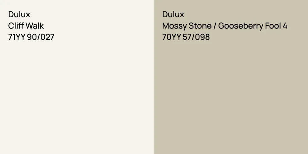 Dulux Cliff Walk vs. Dulux Mossy Stone comparison