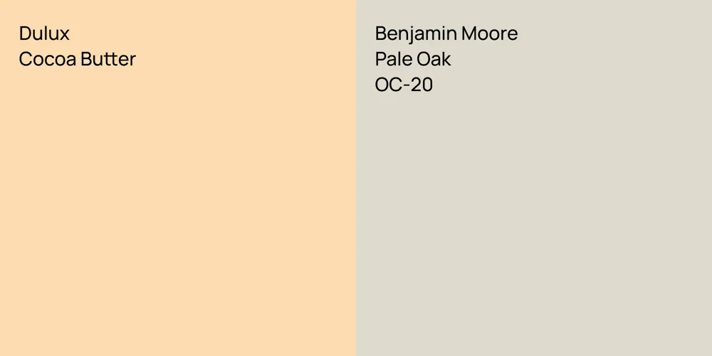 Dulux Cocoa Butter vs. Benjamin Moore Pale Oak comparison