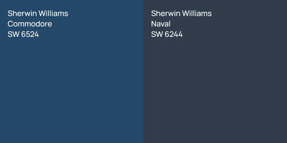 Sherwin Williams Commodore vs. Sherwin Williams Naval comparison