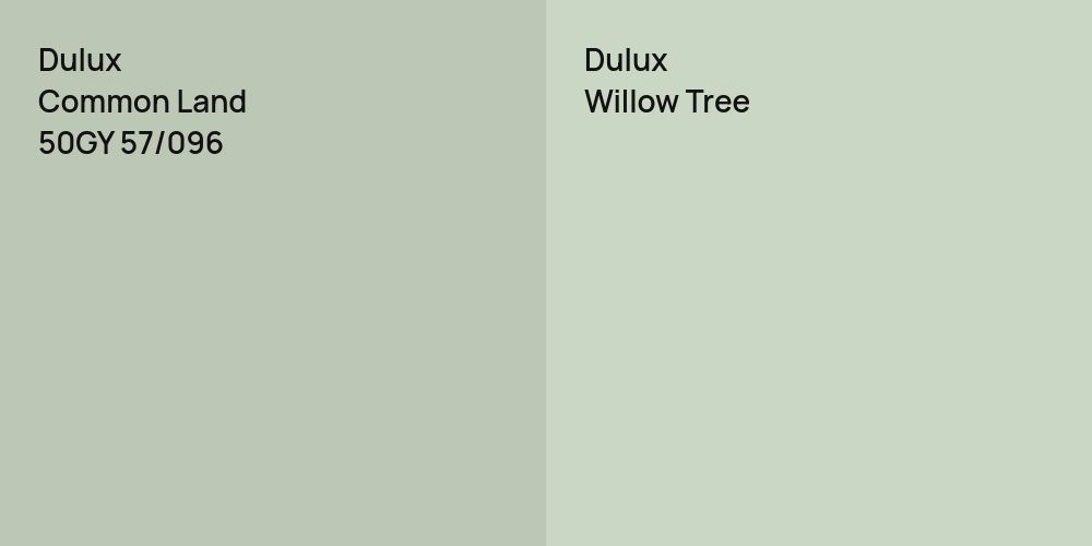 Dulux Common Land vs. Dulux Willow Tree comparison