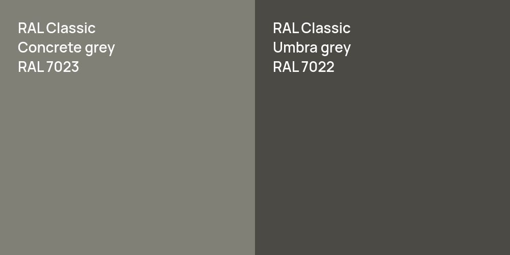 RAL Classic Concrete grey vs. RAL Classic Umbra grey comparison