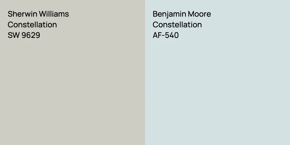 Sherwin Williams Constellation vs. Benjamin Moore Constellation comparison