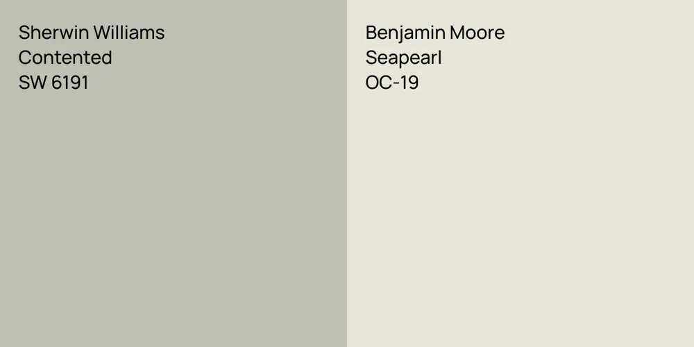 Sherwin Williams Contented vs. Benjamin Moore Seapearl comparison