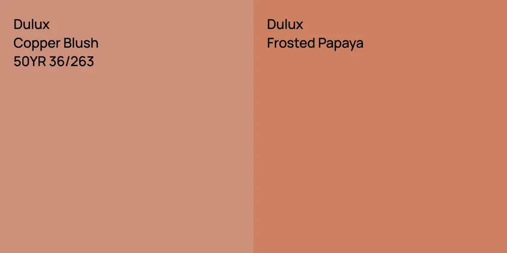 Dulux Copper Blush vs. Dulux Frosted Papaya comparison