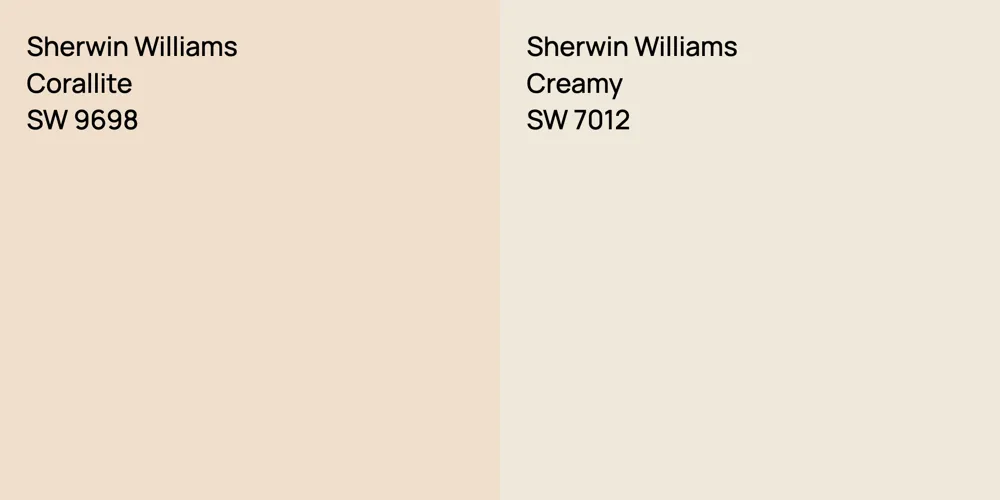 Sherwin Williams Corallite vs. Sherwin Williams Creamy comparison