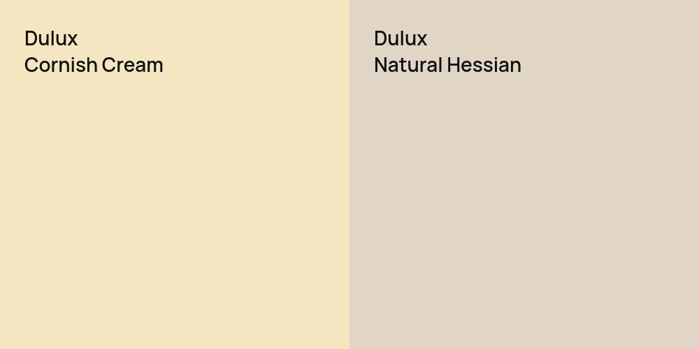 Dulux Cornish Cream vs. Dulux Natural Hessian comparison
