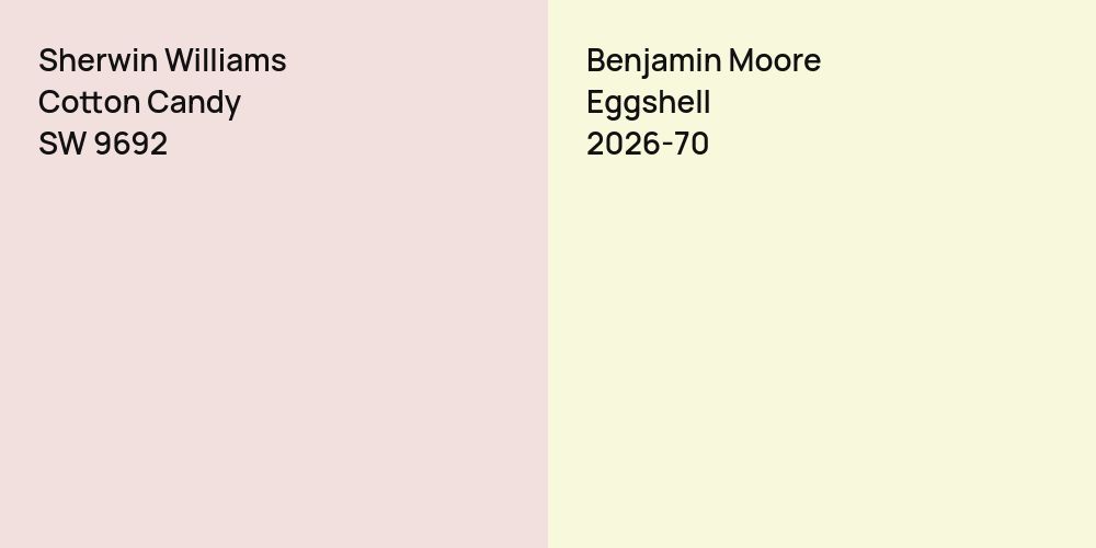 Sherwin Williams Cotton Candy vs. Benjamin Moore Eggshell comparison