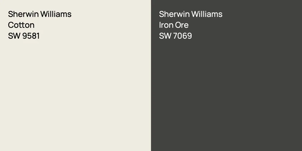 Sherwin Williams Cotton vs. Sherwin Williams Iron Ore comparison