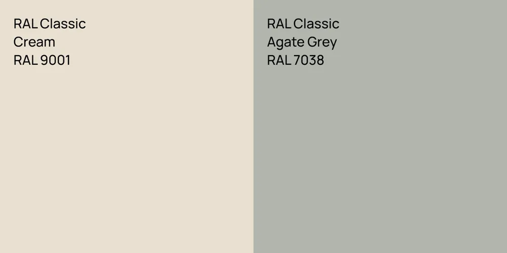 RAL Classic Cream vs. RAL Classic Agate Grey comparison